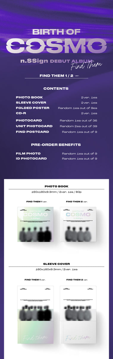 n.SSign - DEBUT ALBUM : BIRTH OF COSMO [FIND THEM VER.] CD – KPOP MARKET