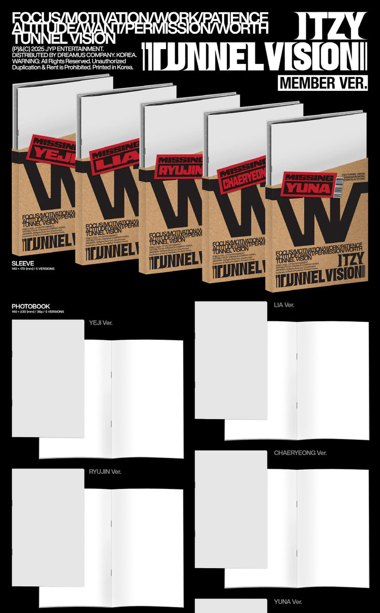[EXCLUSIVE POB] ITZY - TUNNEL VISION [Member Ver.] Album+Pre-Order Gif – KPOP MARKET