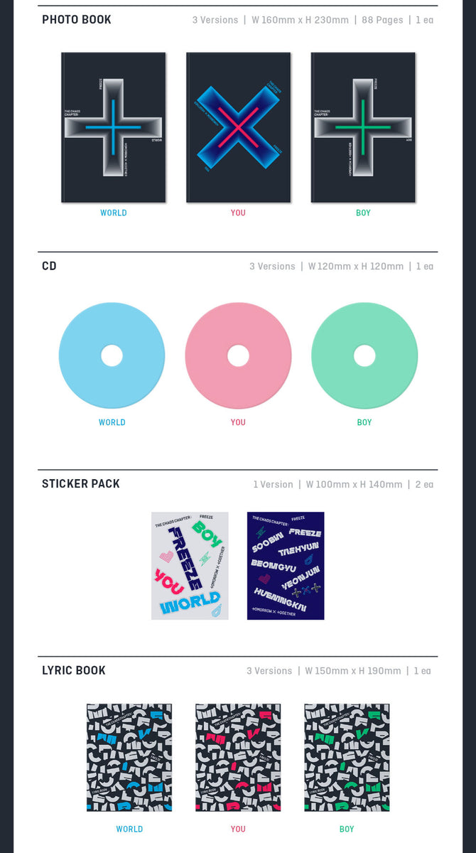 TXT - CHAOS CHAPTER : FREEZE Album+Extra Photocards Set – KPOP MARKET